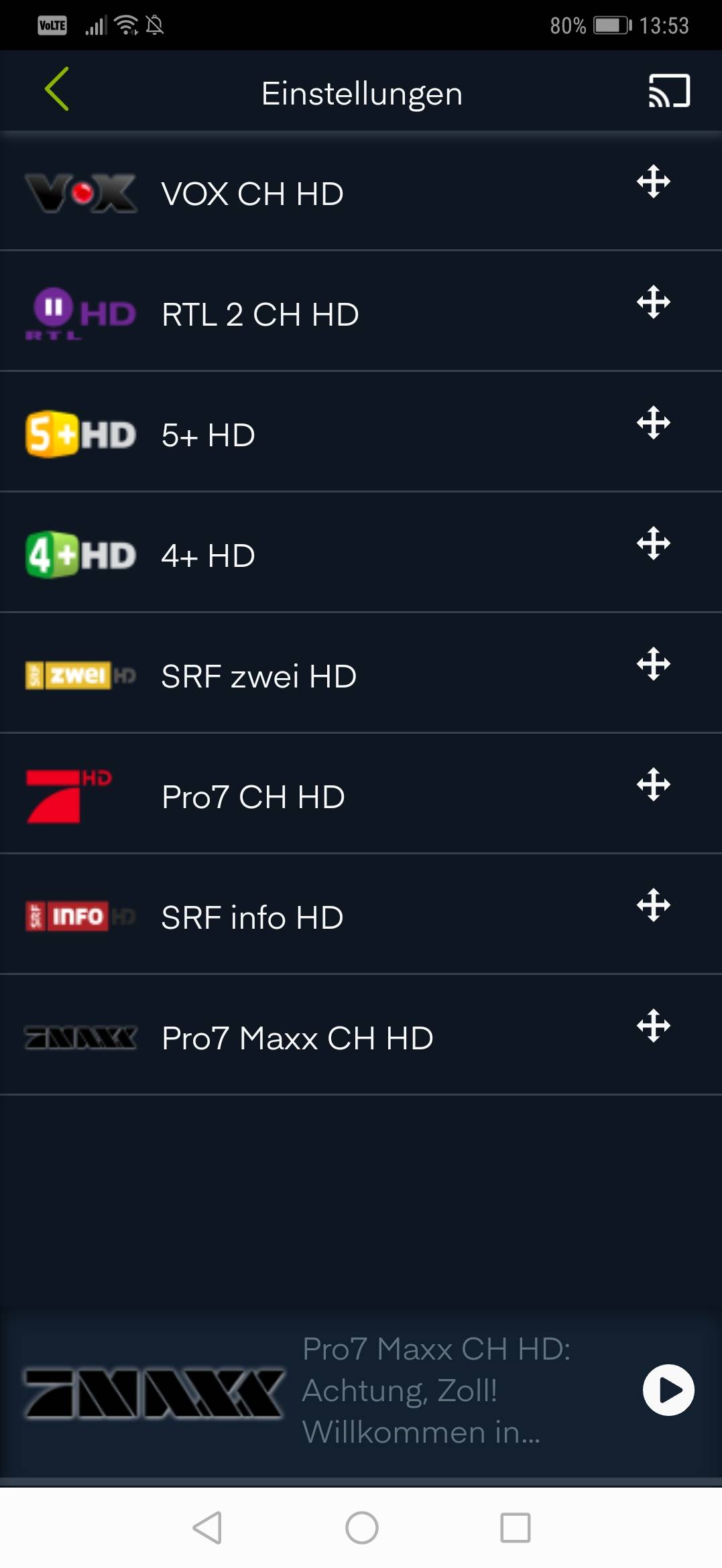 WebTV app – Capture channel list - Green