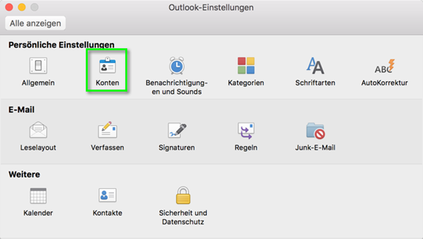Outlook (MacOS): Exchange-Konto für Hosted Exchange einrichten - Green