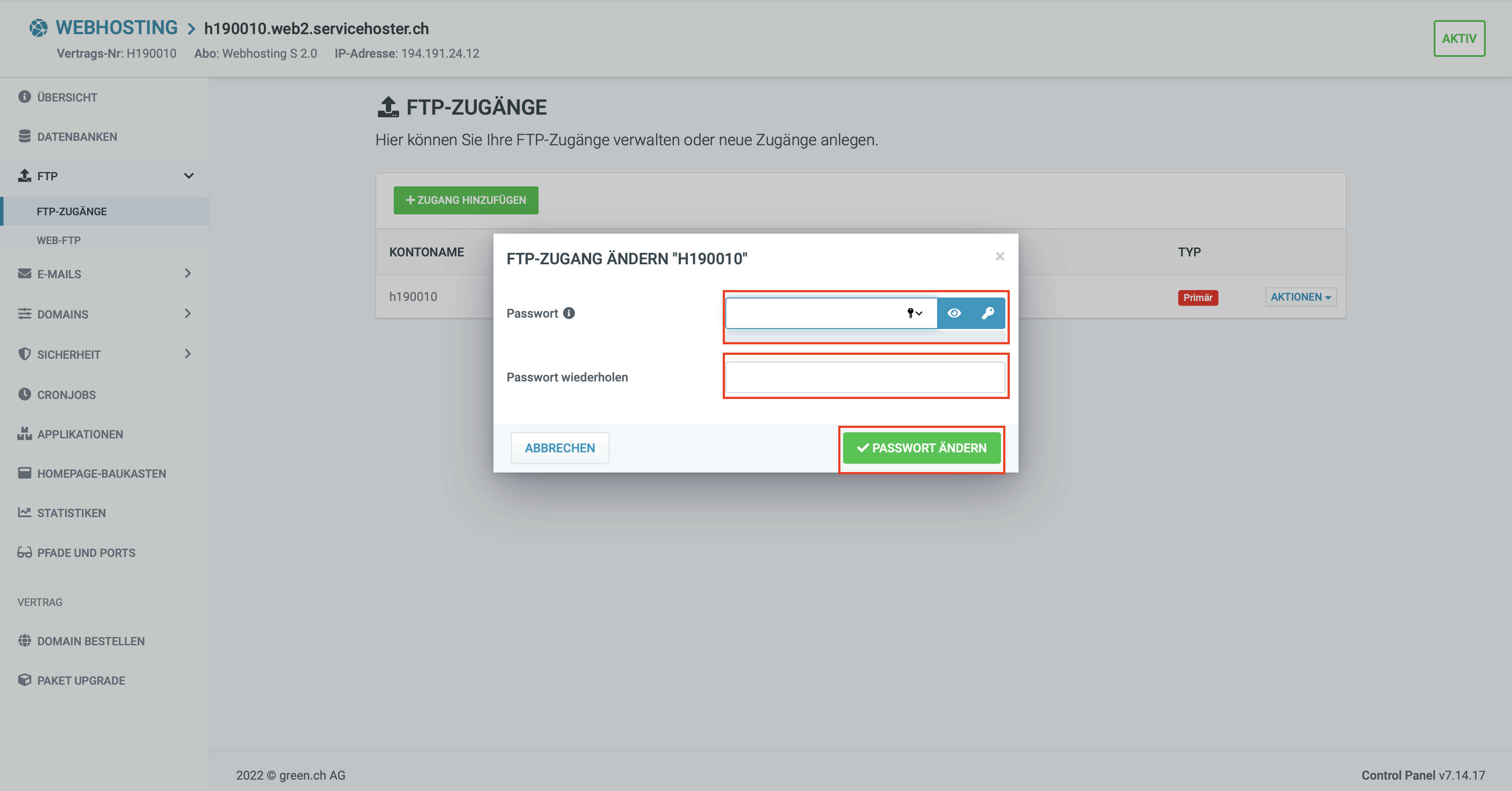 WordPress Installieren - Green
