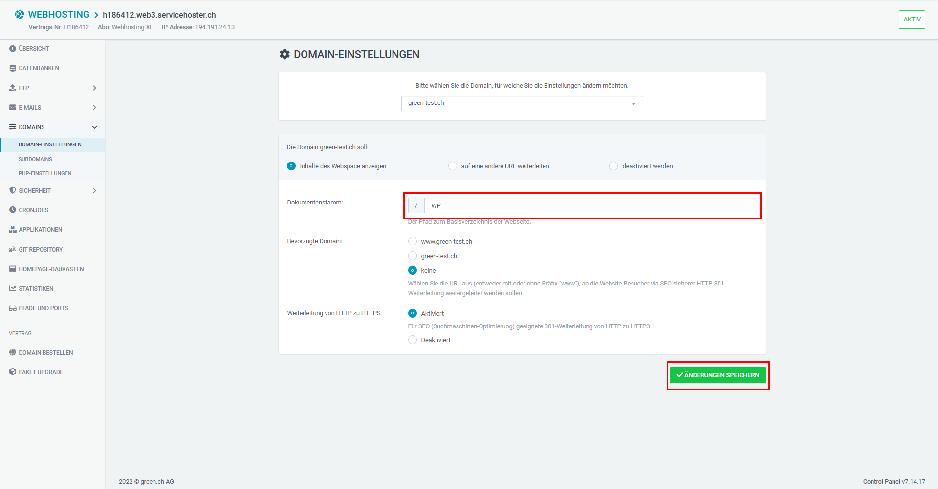WordPress Installieren - Green